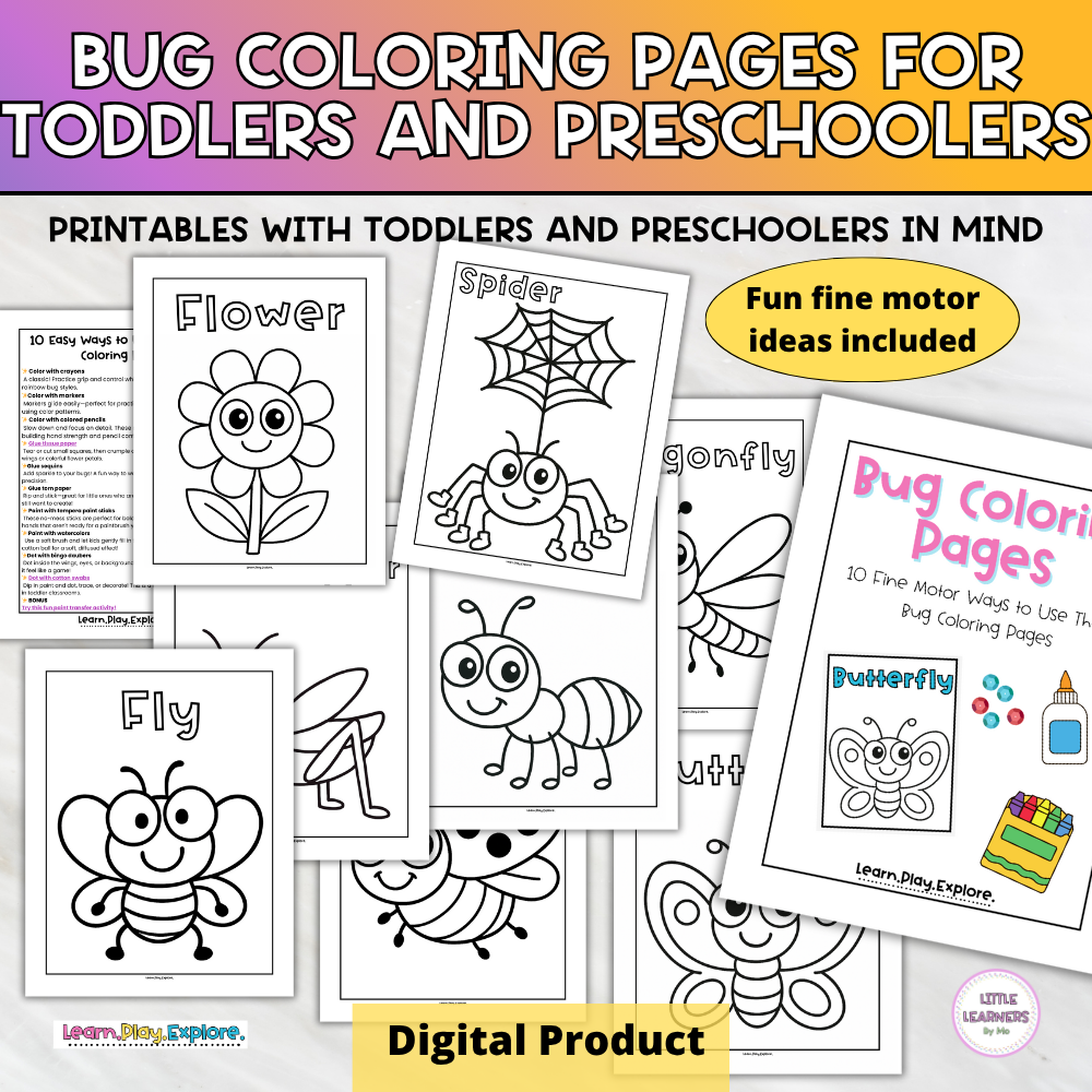 Bug Coloring Pack for Toddlers & Preschoolers – 10 Printable Insect ...