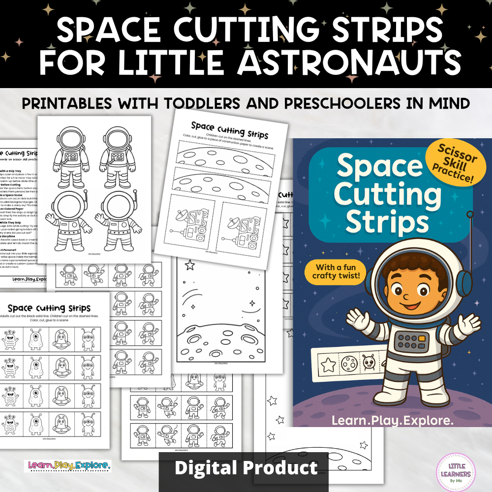 Space Cutting Strips – Fun Preschool Scissor Skills Printable